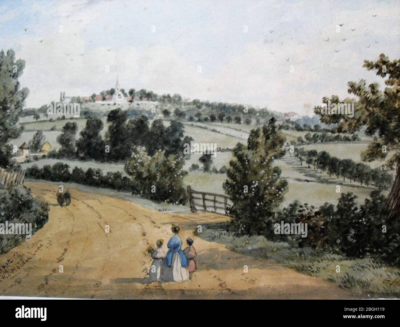Highgate Church from Maiden Lane (Kentish Town) - 1858 - E.H. Dixon ...