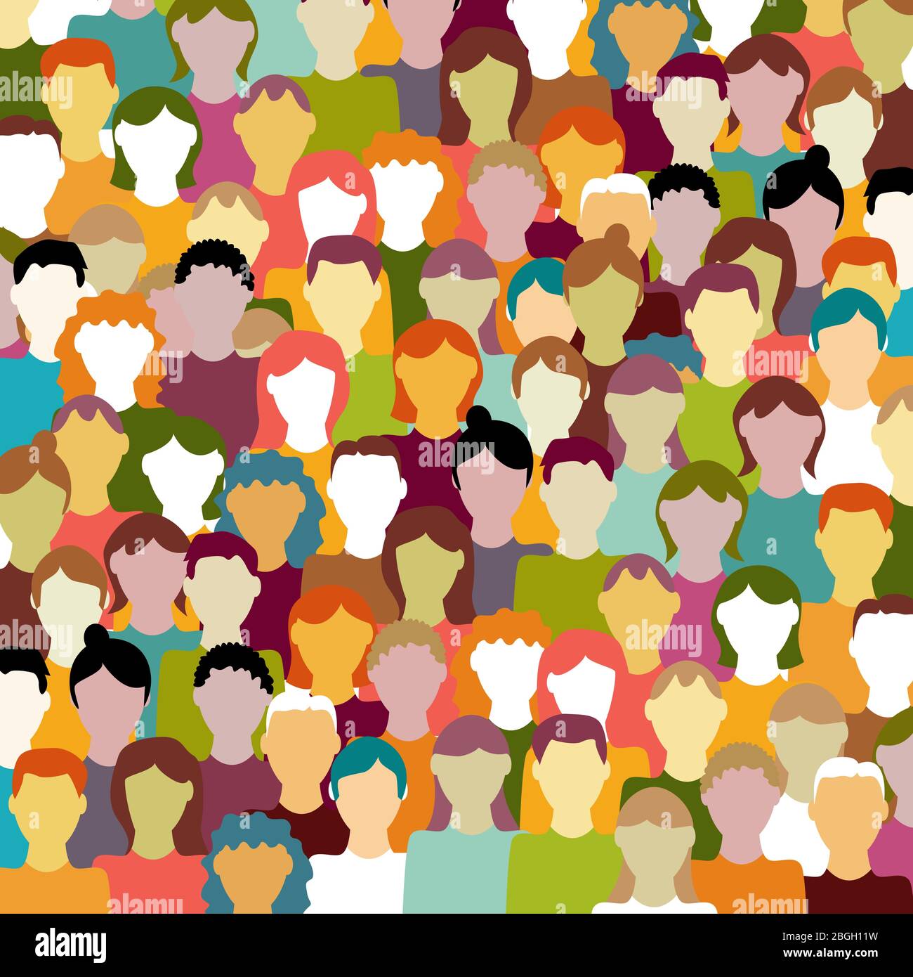 Crowd. Workers group, people in parade or in protest. Flat style ...