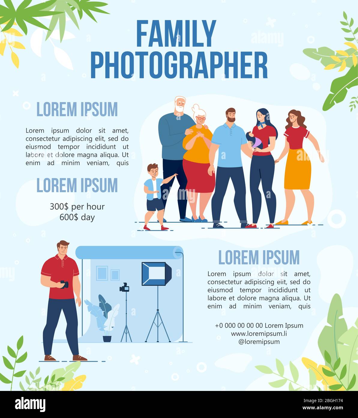 Professional Family Photographer Service Advert Stock Vector Image ...