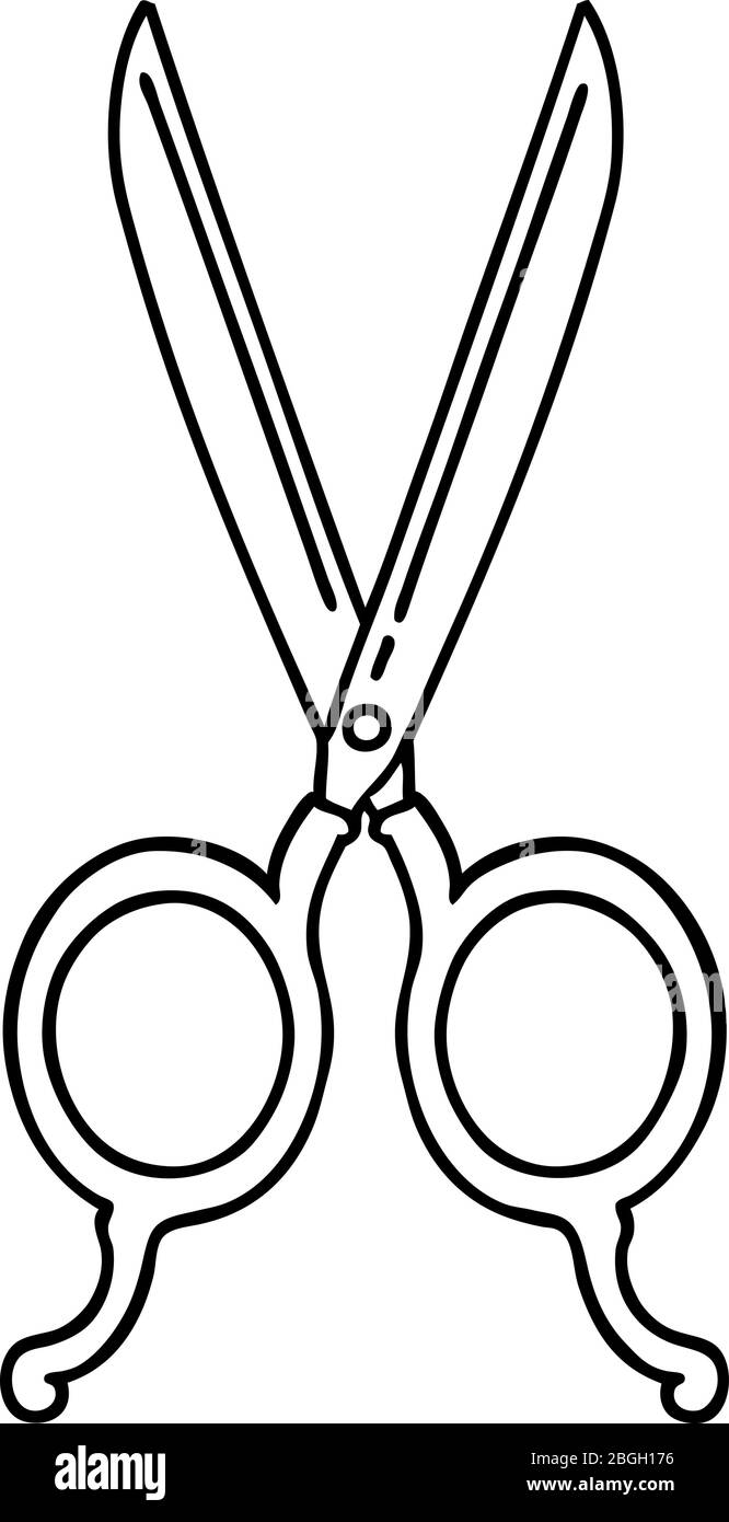 tattoo in black line style of barber scissors Stock Vector Image & Art ...