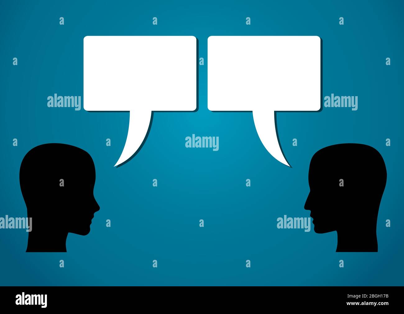 communication between people, two person with empty clouds for your ...