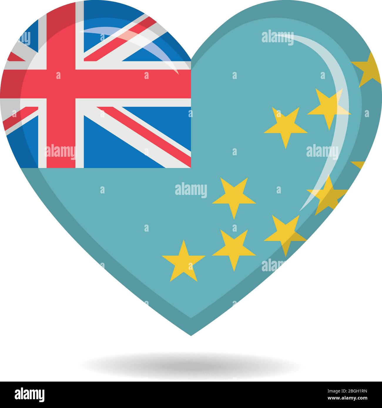 Tuvalu national flag in heart shape vector illustration Stock Vector ...