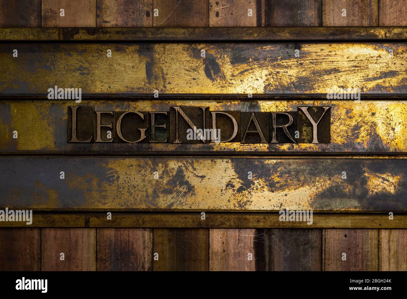 Photo of real authentic typeset letters forming Legendary text on ...