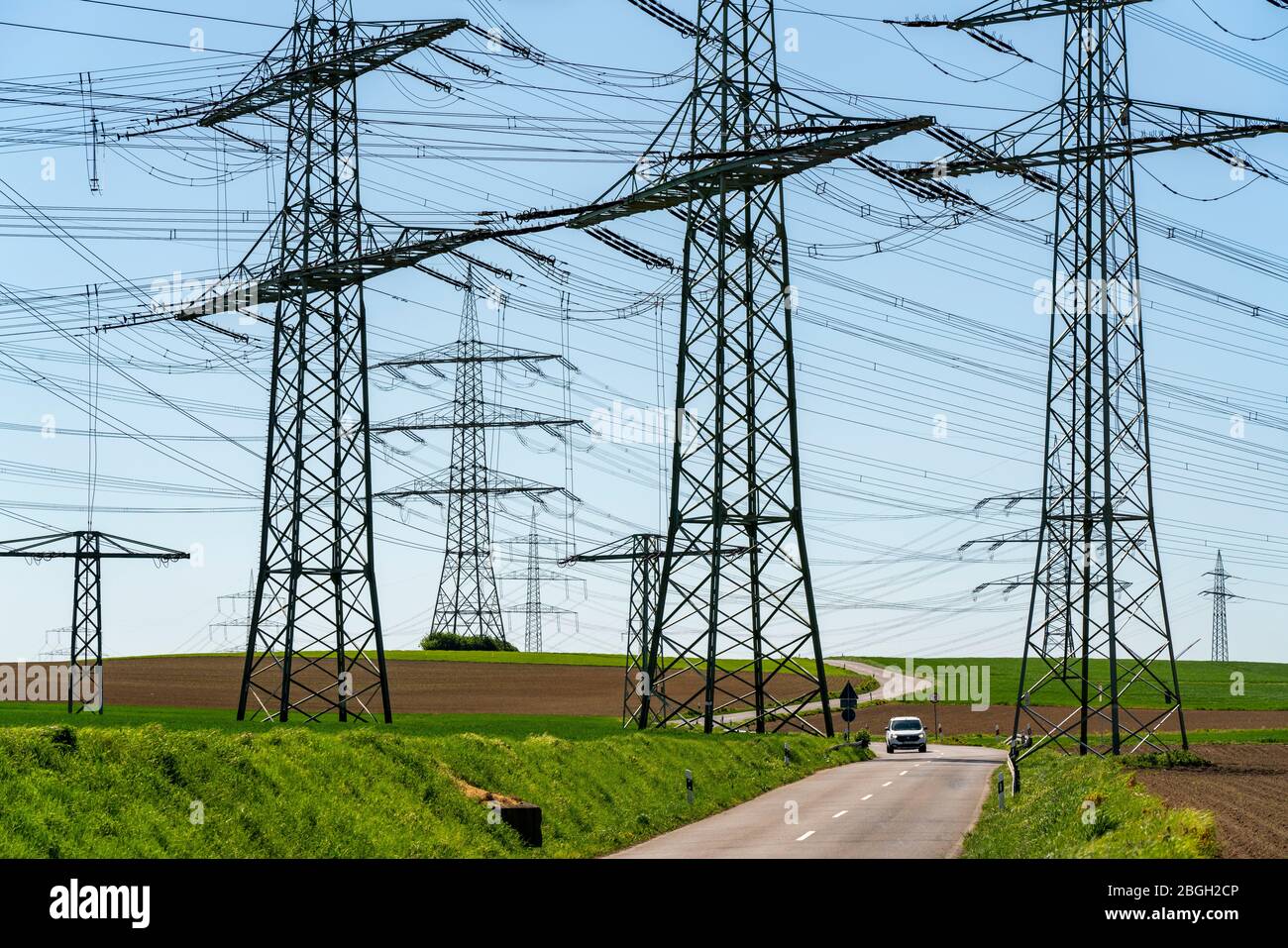 Extra-high voltage lines, 380 KV, power line, the electricity comes ...