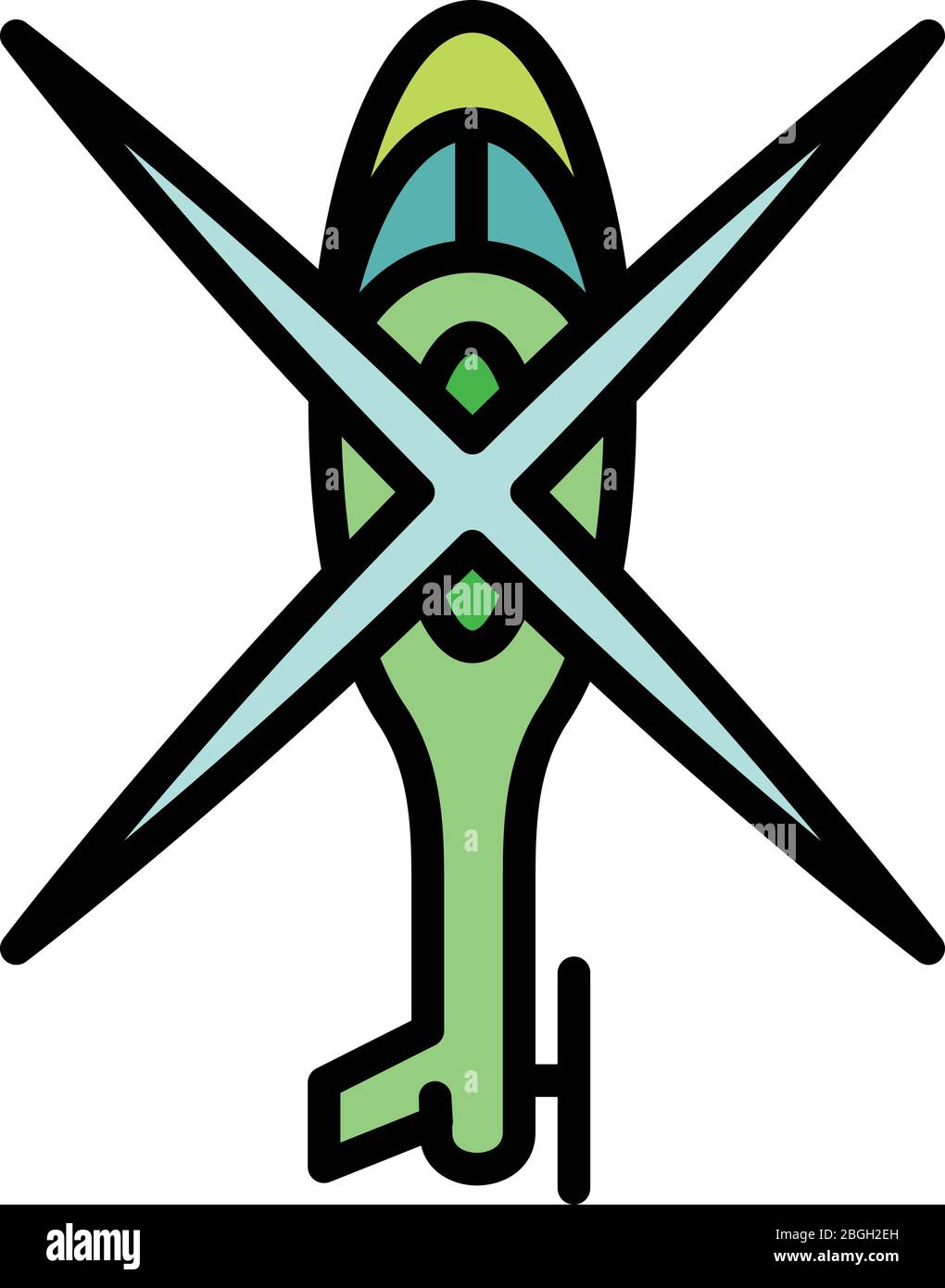 Top view helicopter icon. Outline top view helicopter vector icon for ...