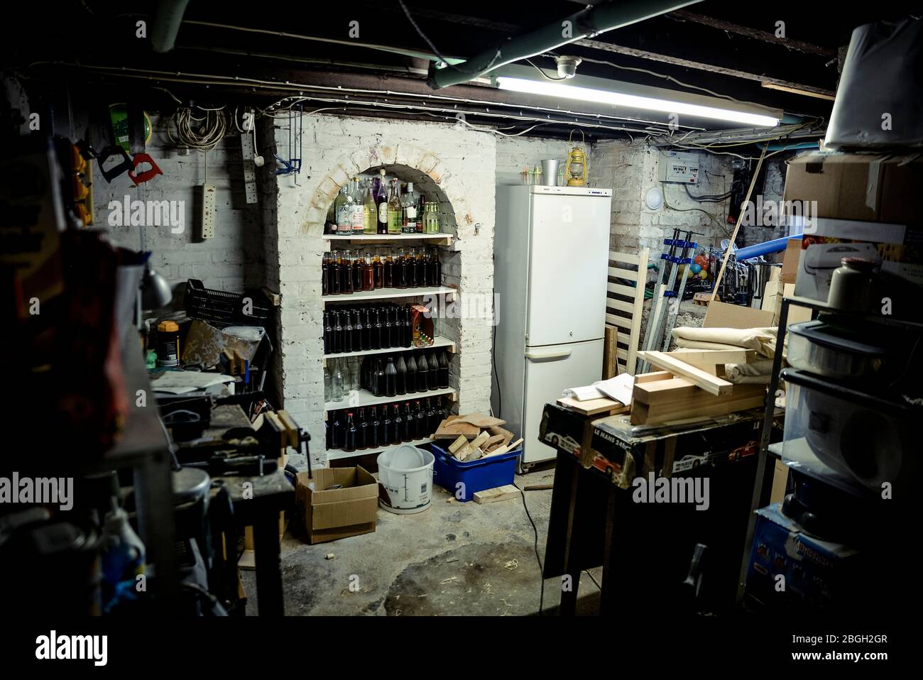 Messy Storage Basement Stock Photo - Alamy