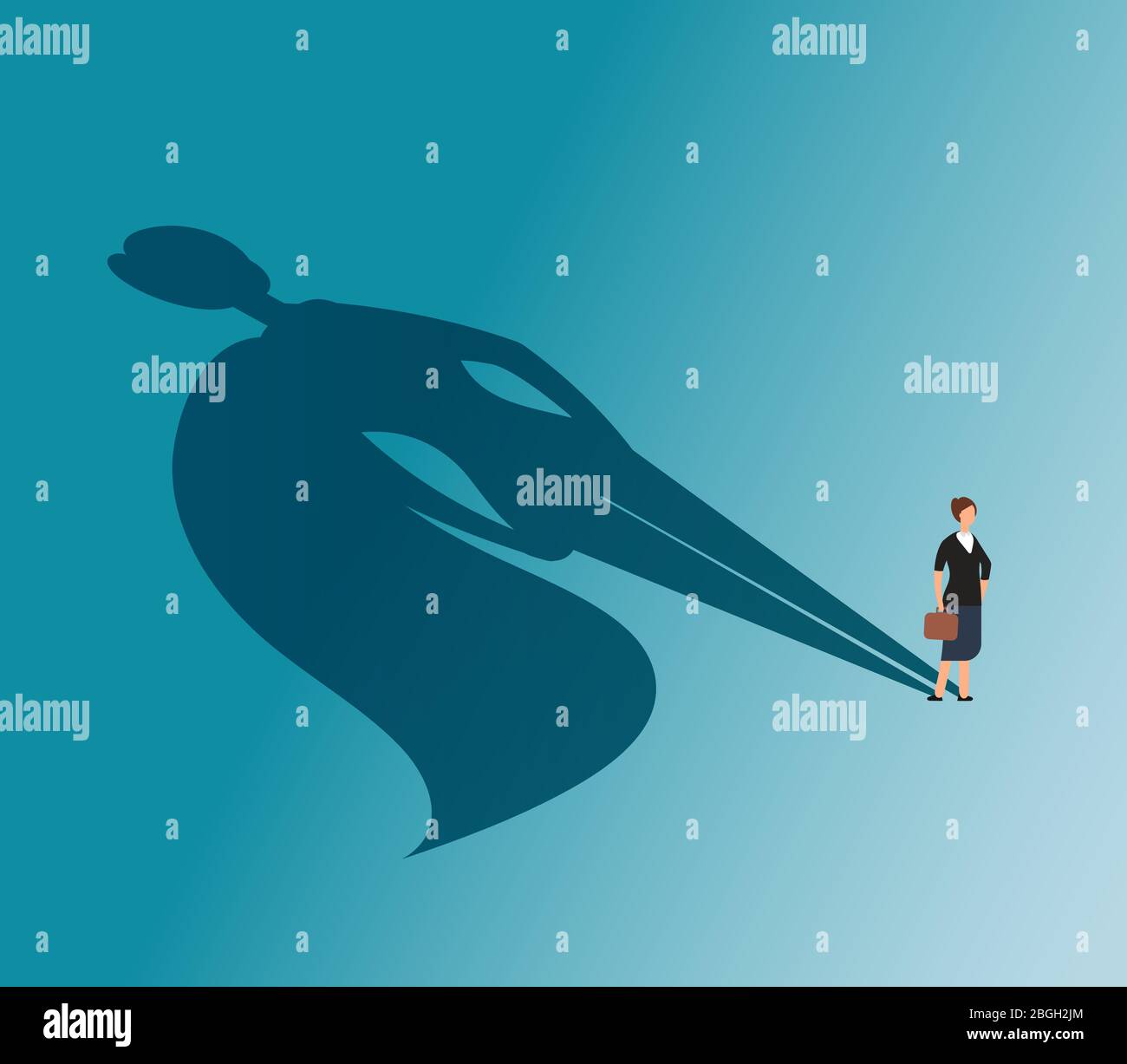 Executive woman with superhero shadow. Strong businesswoman and ...