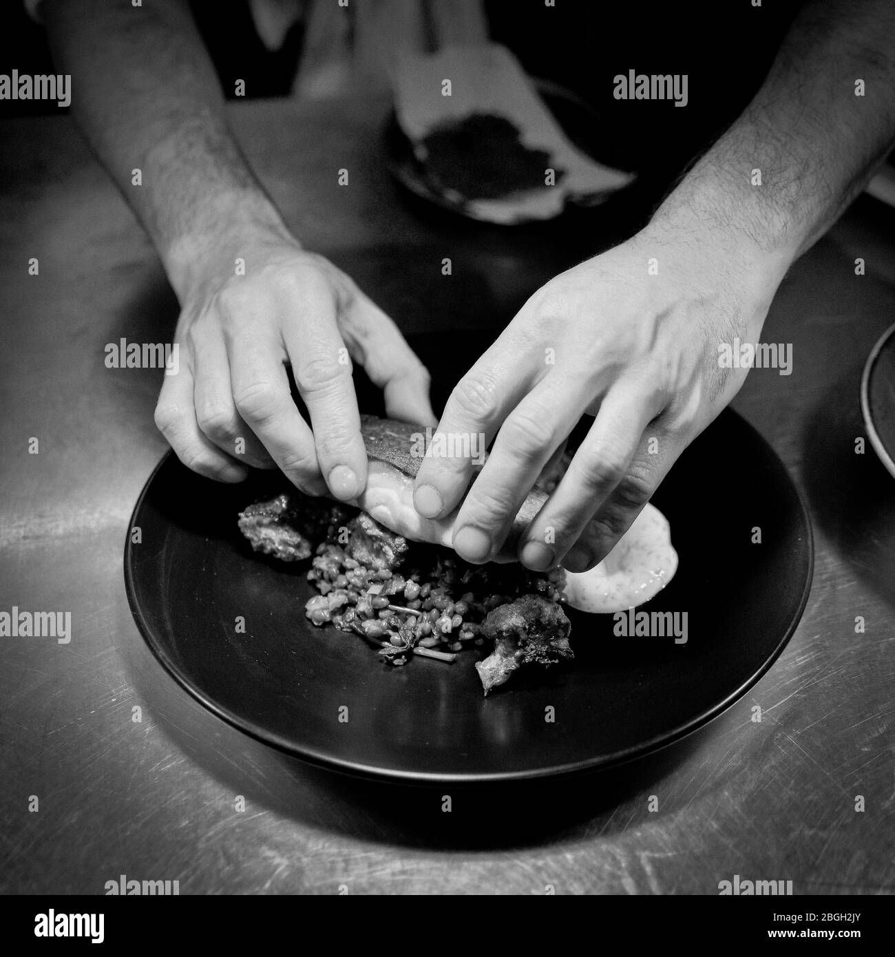 Gourmet seafood chef Black and White Stock Photos & Images - Alamy