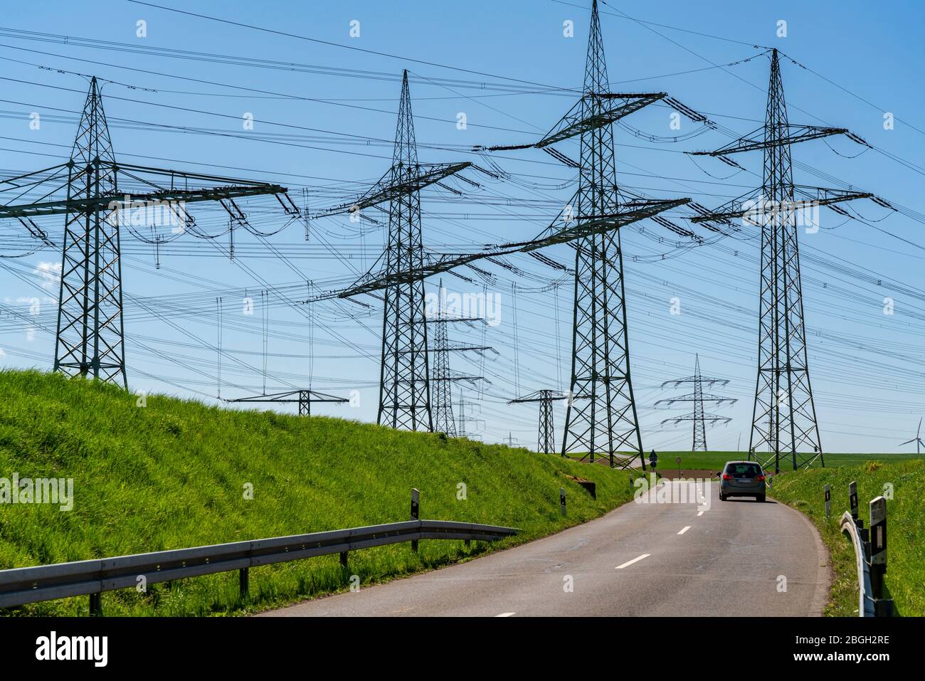 Extra-high voltage lines, 380 KV, power line, the electricity comes ...