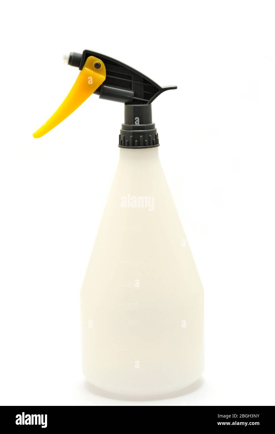 Plastic bottle with nozzle over white background Stock Photo - Alamy