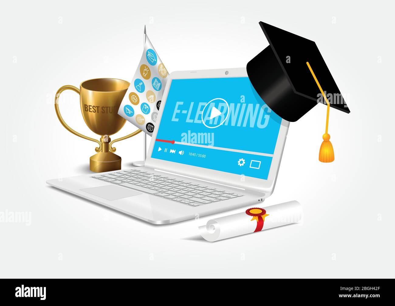 Vector design depicting the internet network as a knowledge base. The ...