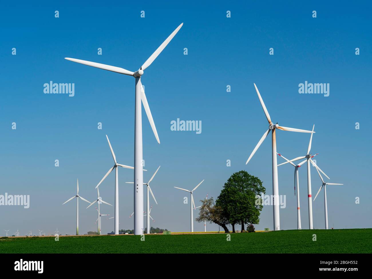 Wind power plants, wind park, near Lšvenich, belongs to the city of ...