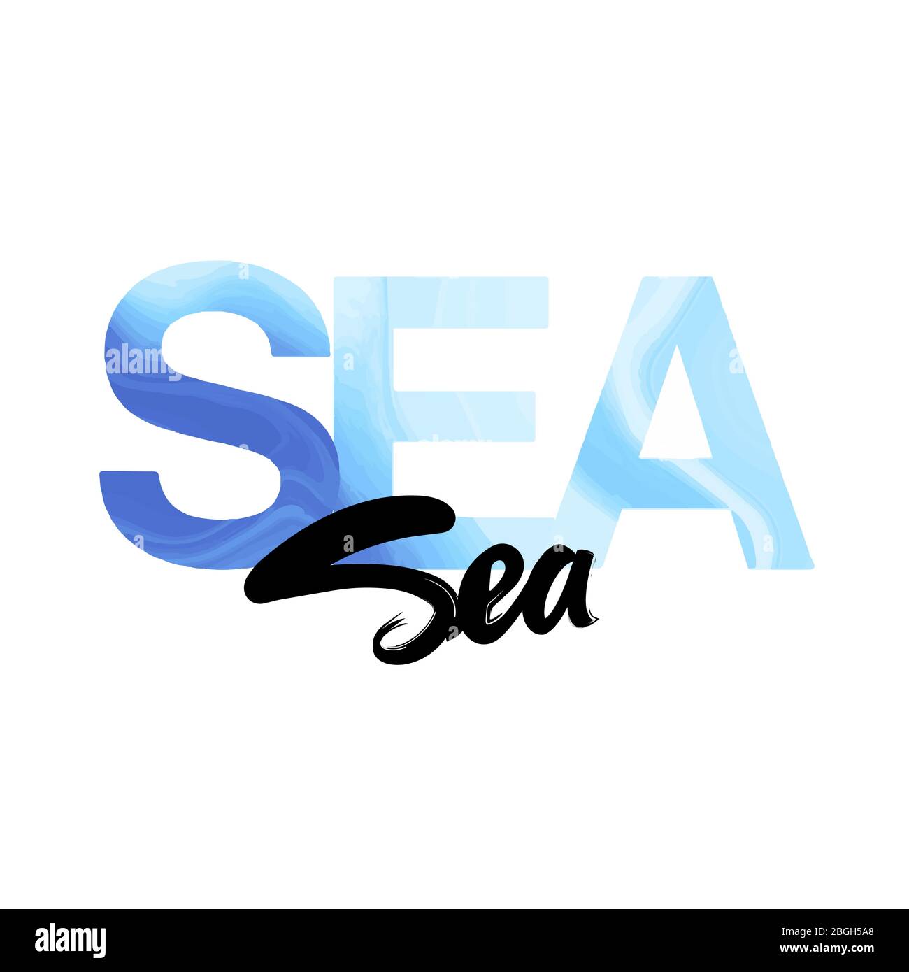 Bright Vector illustration with the word sea creative typography with ...