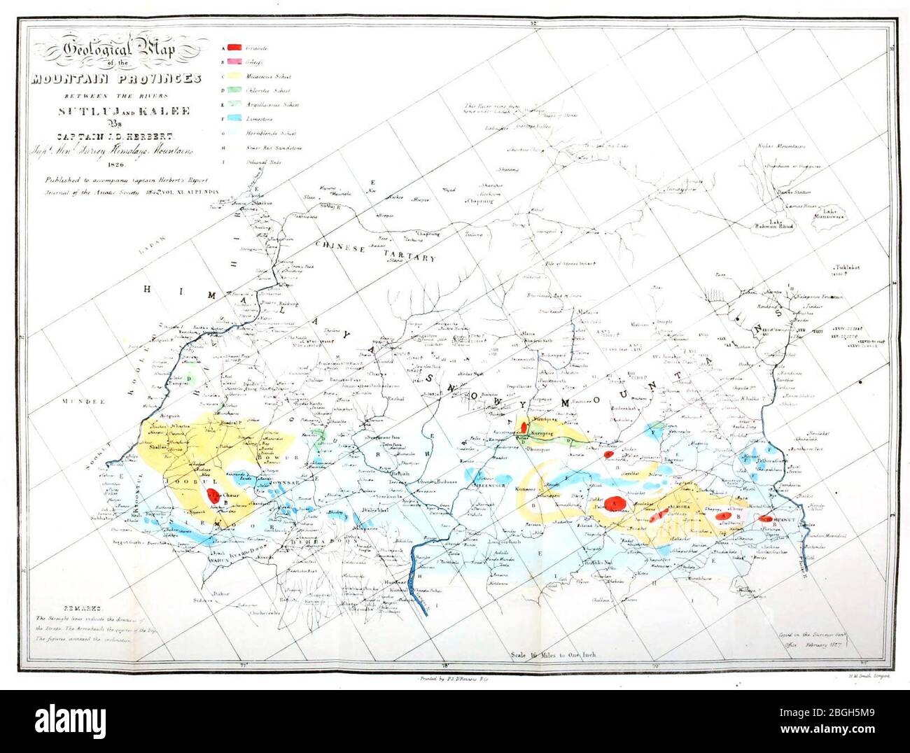 Himalayas geology map 1842 Stock Photo - Alamy