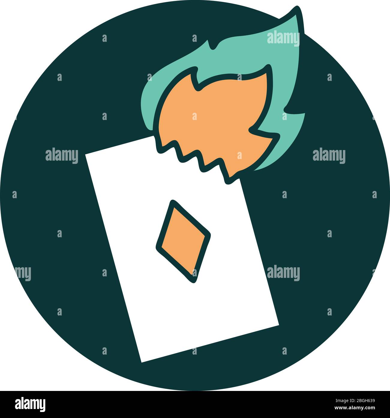 iconic tattoo style image of a flaming card Stock Vector Image & Art ...