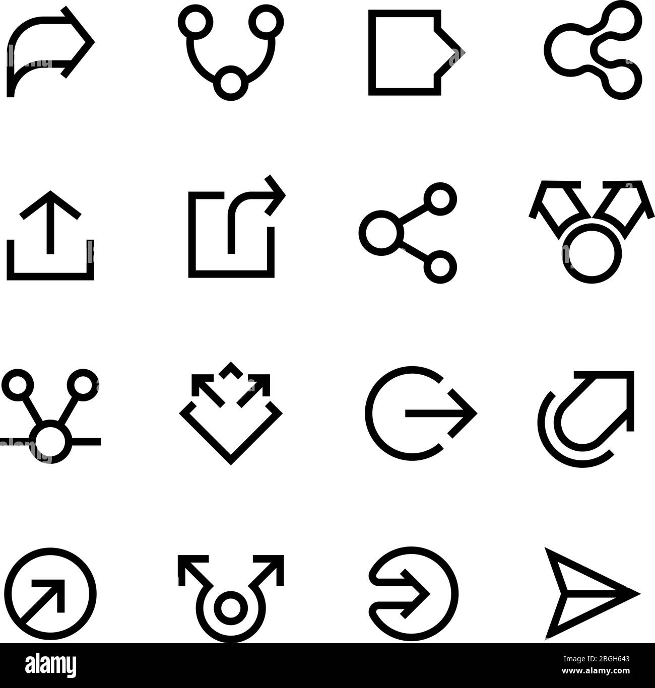 Share line icons. Sharing and publishing link social media vector outline symbols. Illustration ...