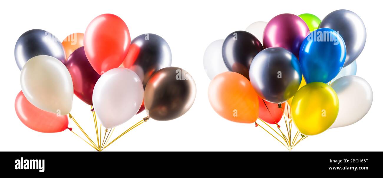 Set of multicolored helium balloons. Element of decorations for party ...