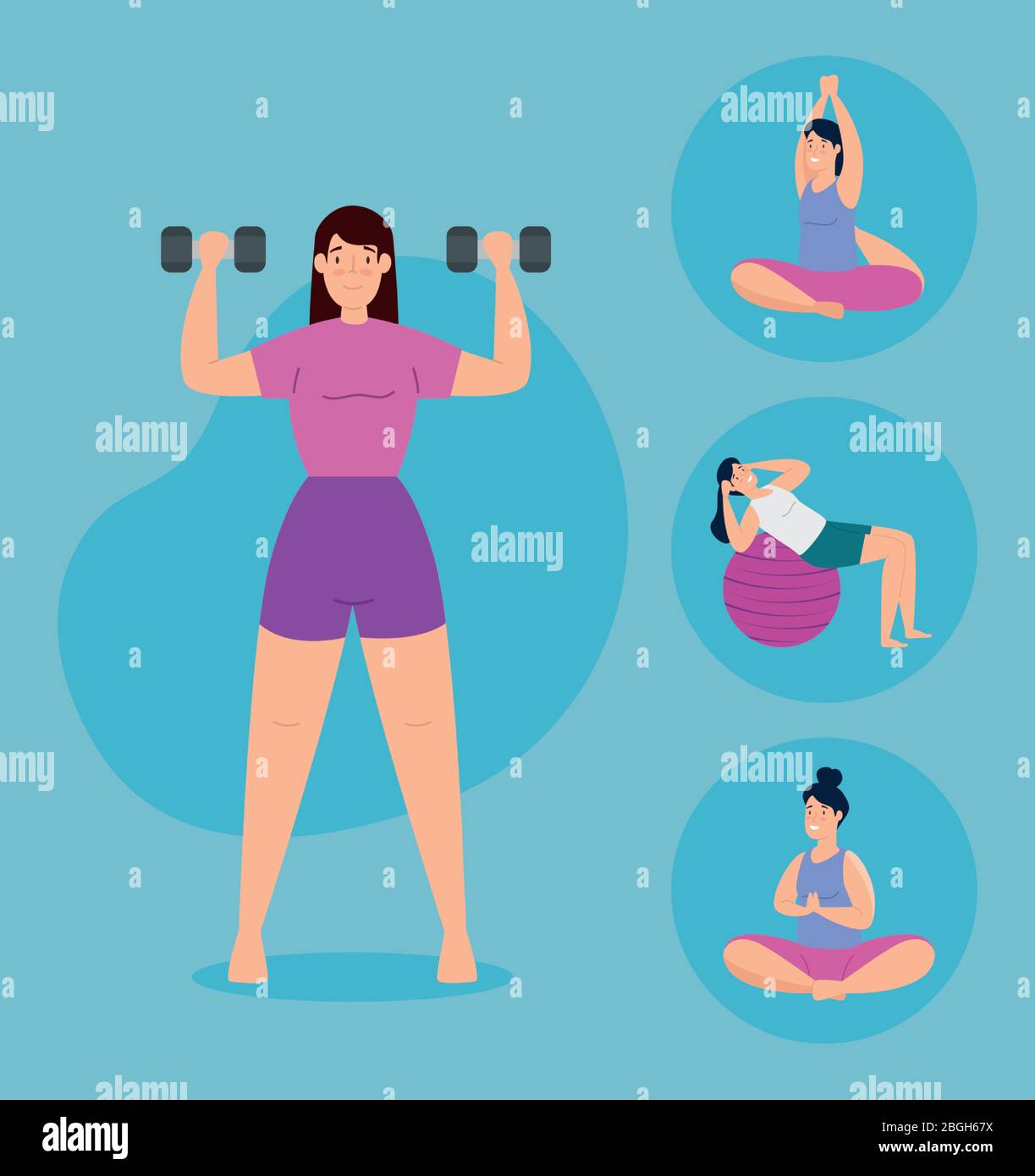 Female group training stretching exercise Stock Vector Images - Alamy