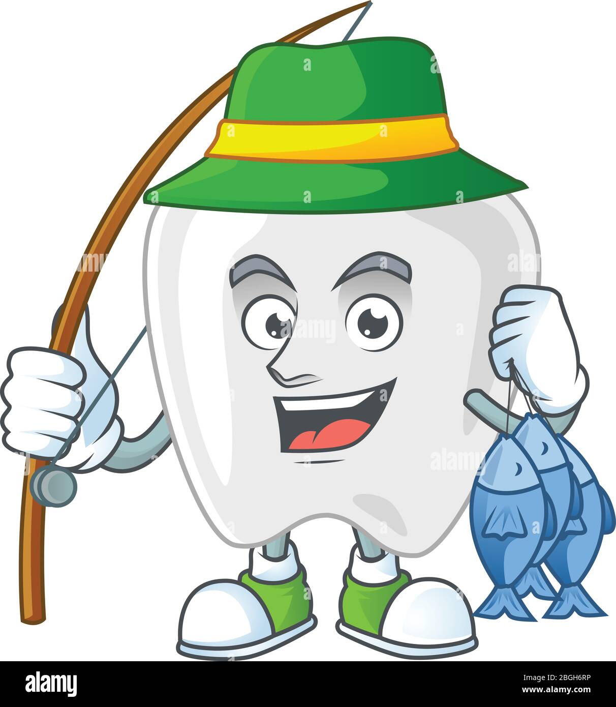 A Picture of teeth fisher mascot design catch a fish Stock Vector Image ...