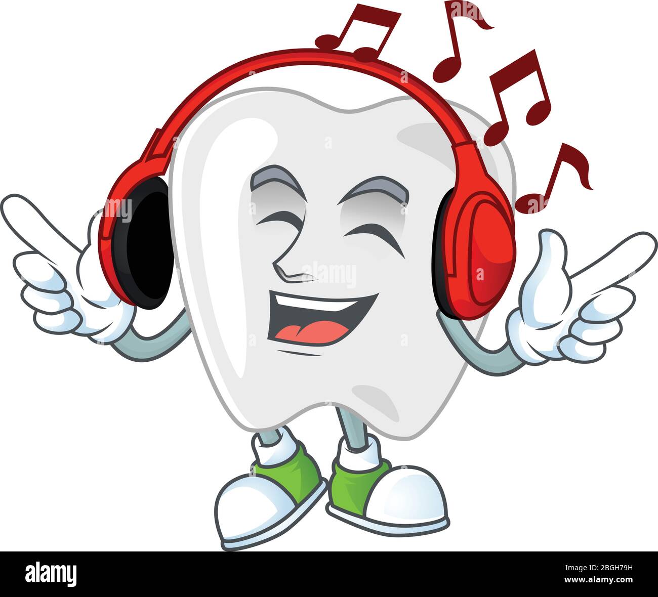 Cartoon mascot design teeth enjoying music with headset Stock Vector ...