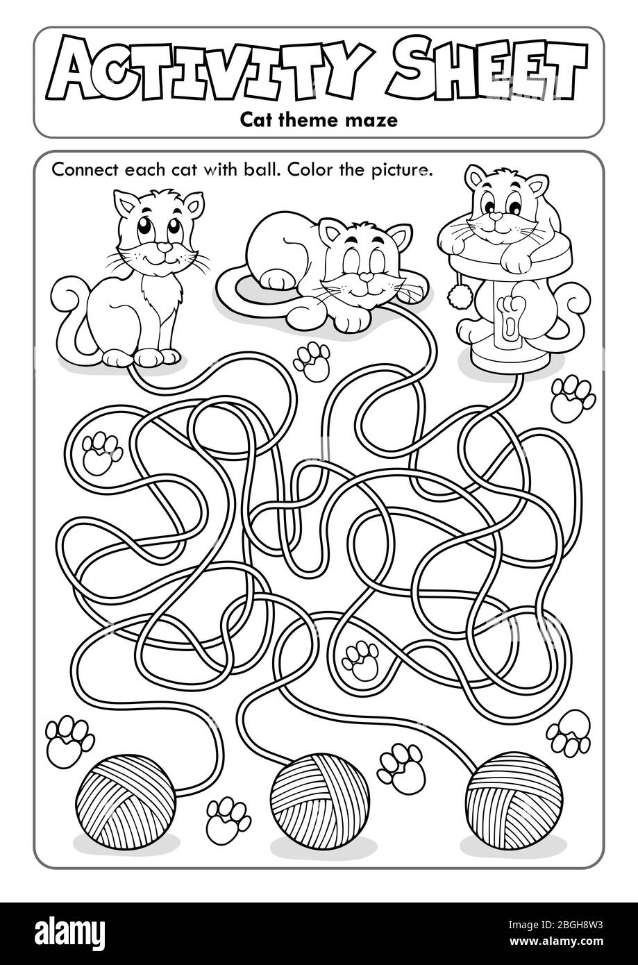 Activity sheet cat theme 1 - eps10 vector illustration Stock Vector ...