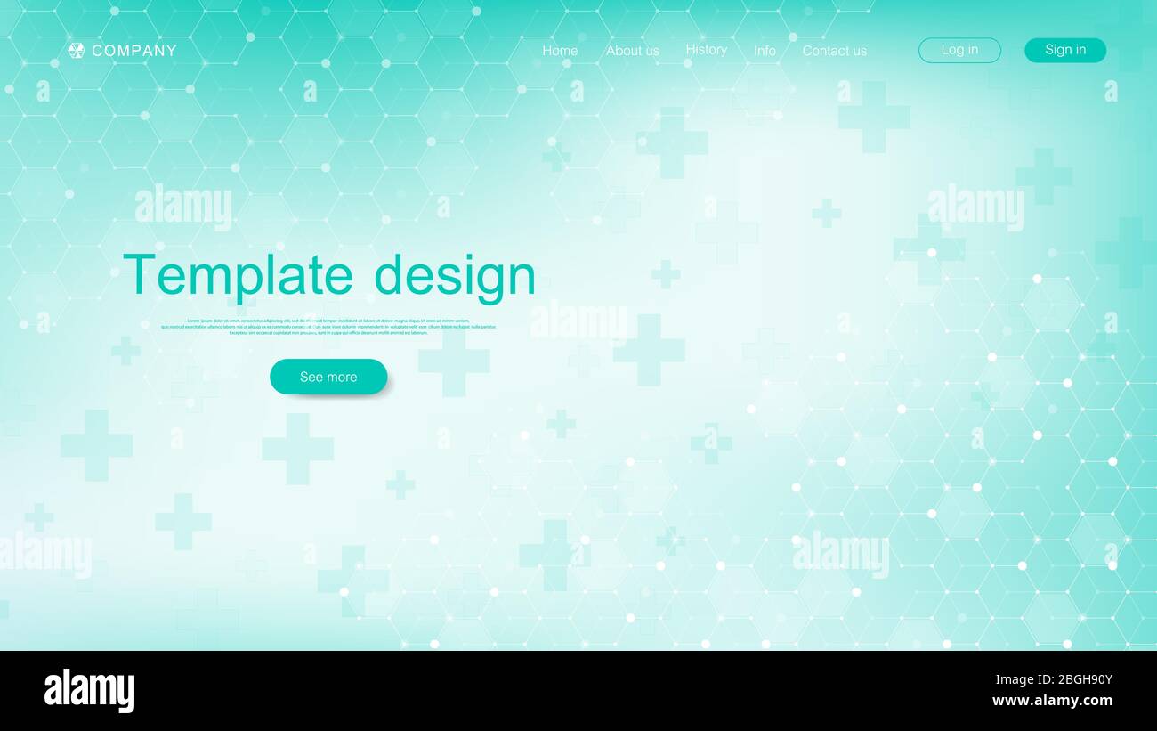 Medical landing page template design. Asbtract scientific background ...