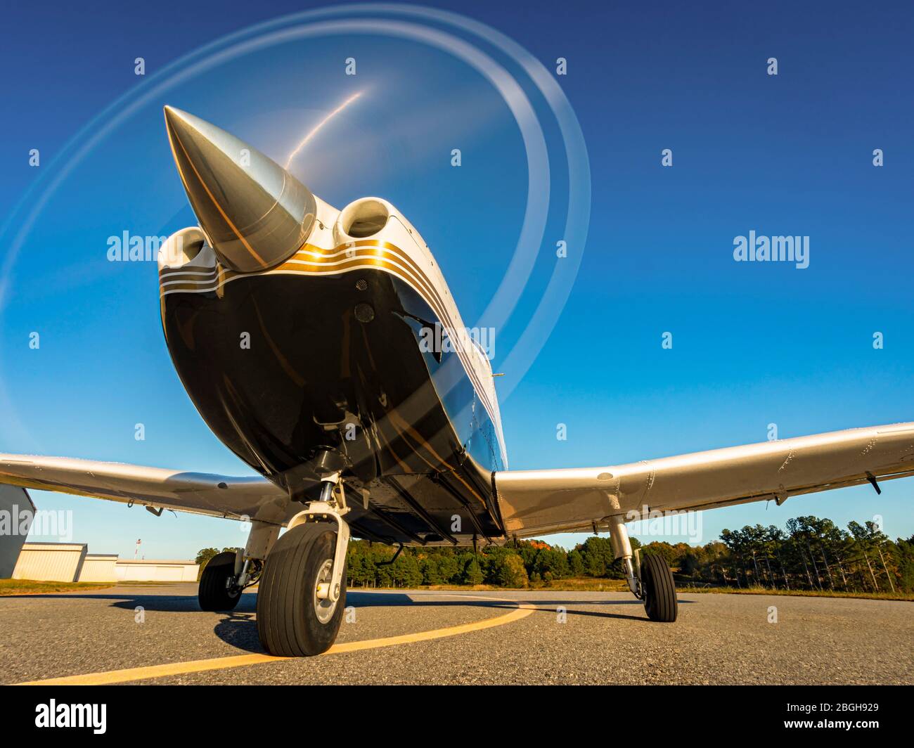 Propeller disc of a Piper Archer airplane, captured in late afternoon ...