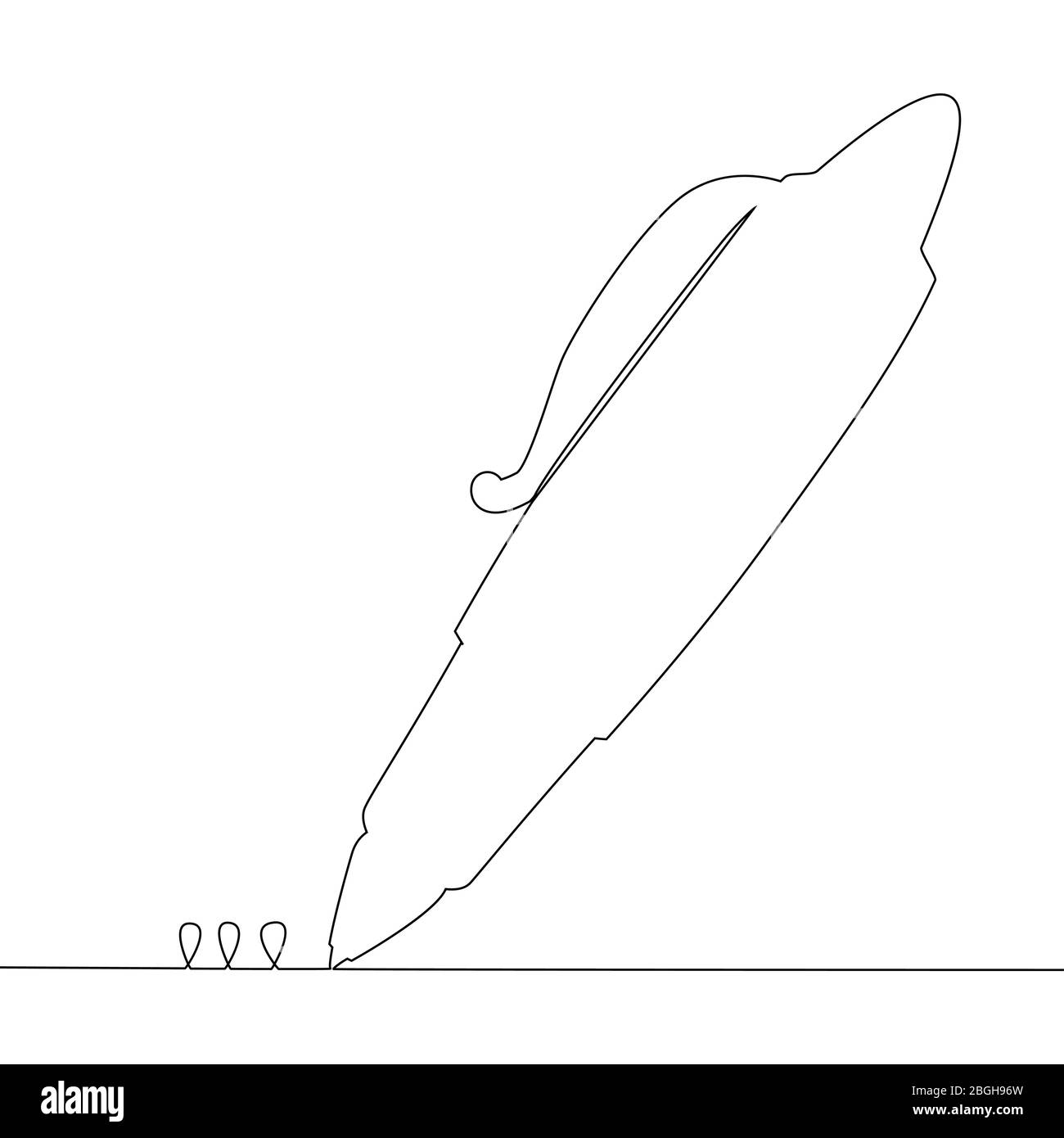 Ink pen writing on paper. One continuous line art drawing illustration ...