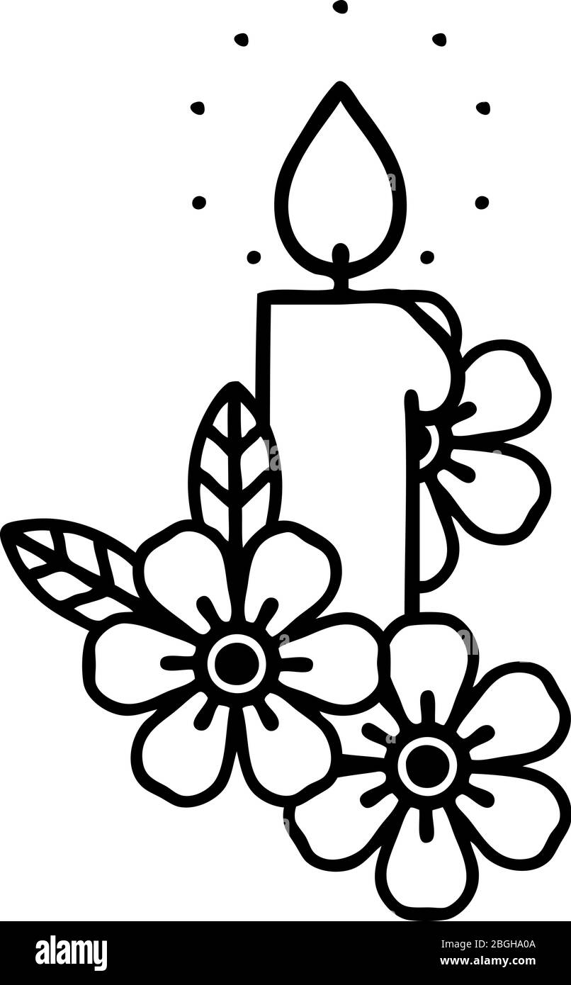 Candle line icon in Black and White Stock Photos & Images - Alamy