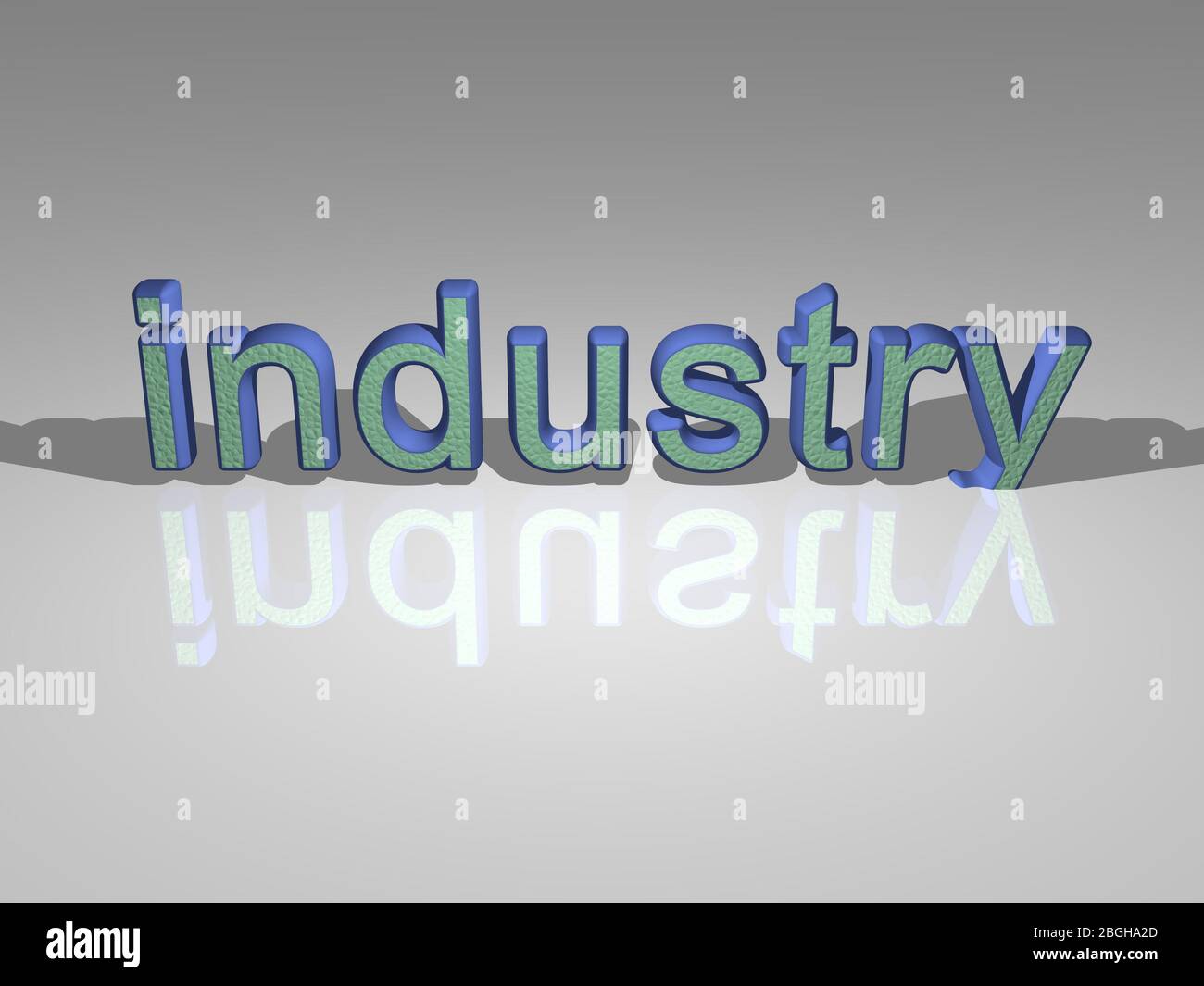 INDUSTRY 3D text illustrated with light perspective and shades, a ...