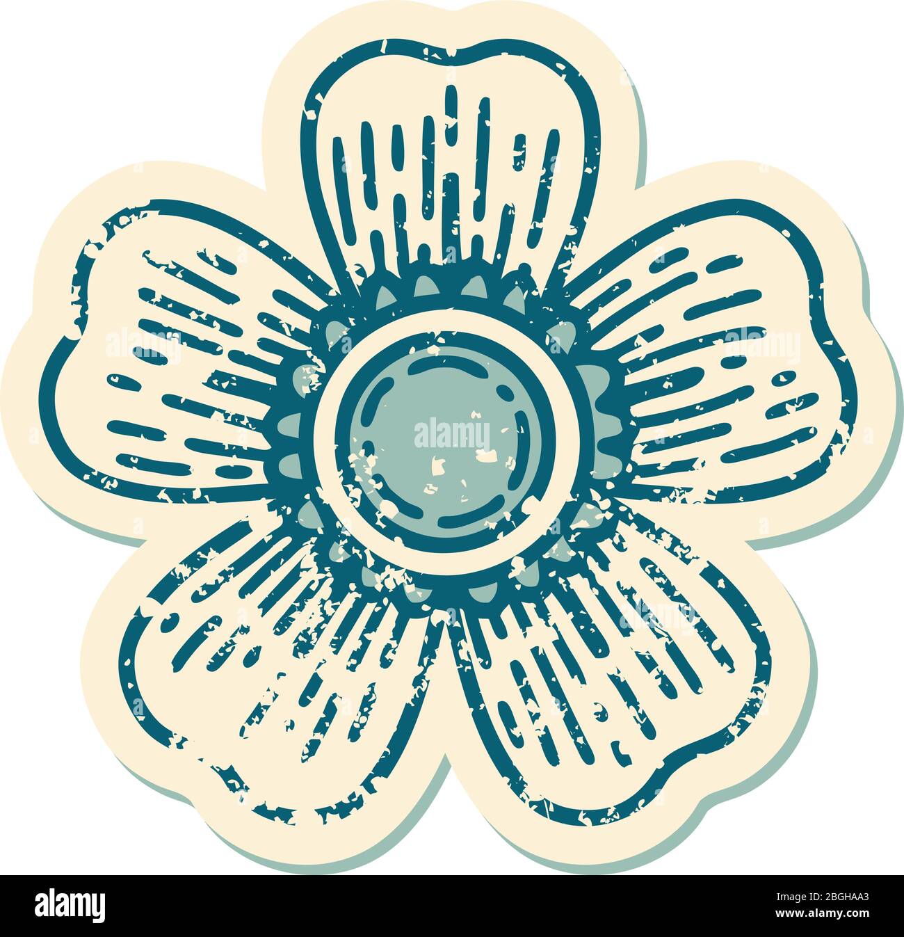 iconic distressed sticker tattoo style image of a flower Stock Vector ...