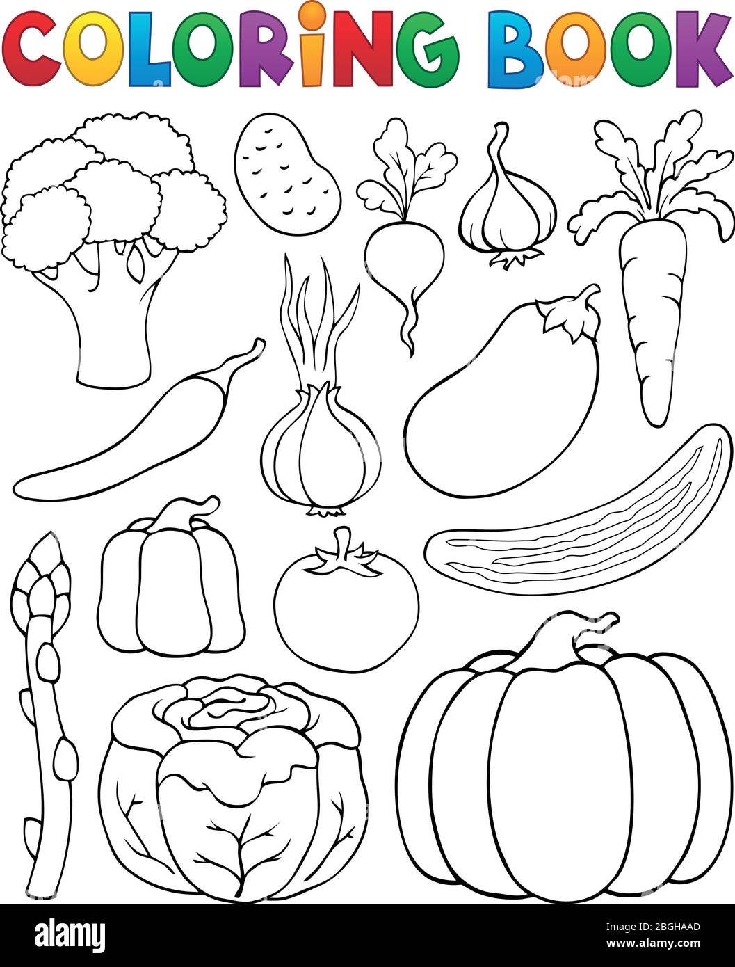 Coloring book vegetable collection 1 - eps10 vector illustration Stock ...
