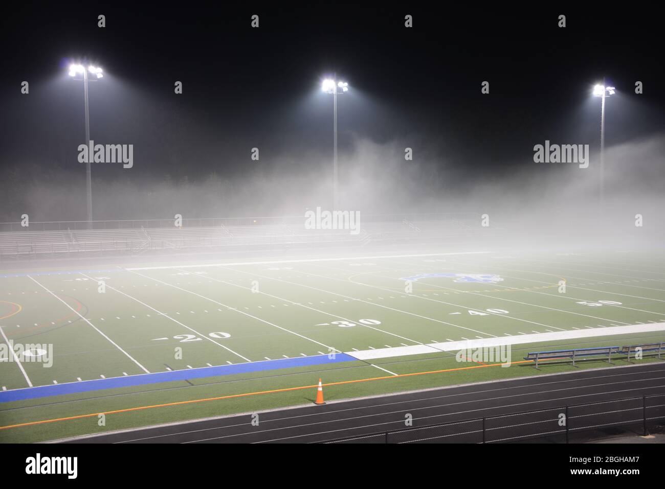 Football Field in Fog Stock Photo - Alamy