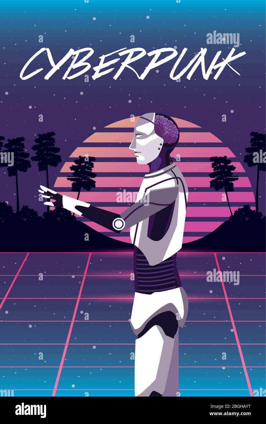 cyber punk poster with humanoid robot Stock Vector Image & Art - Alamy