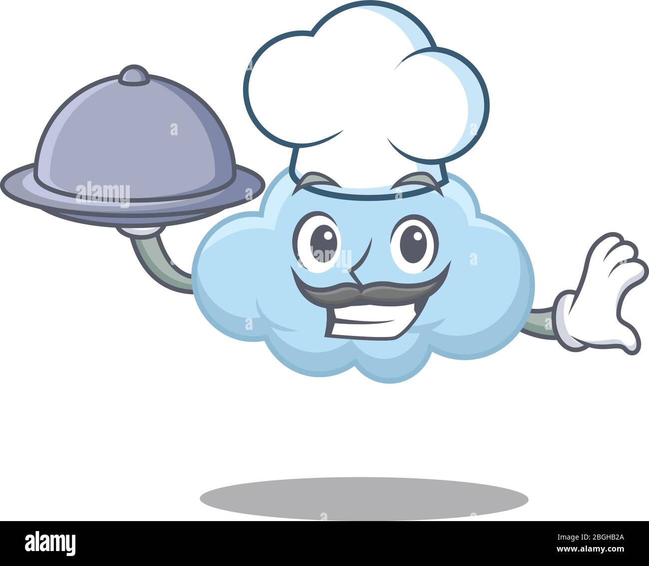 Blue cloud chef cartoon character serving food on tray Stock Vector ...