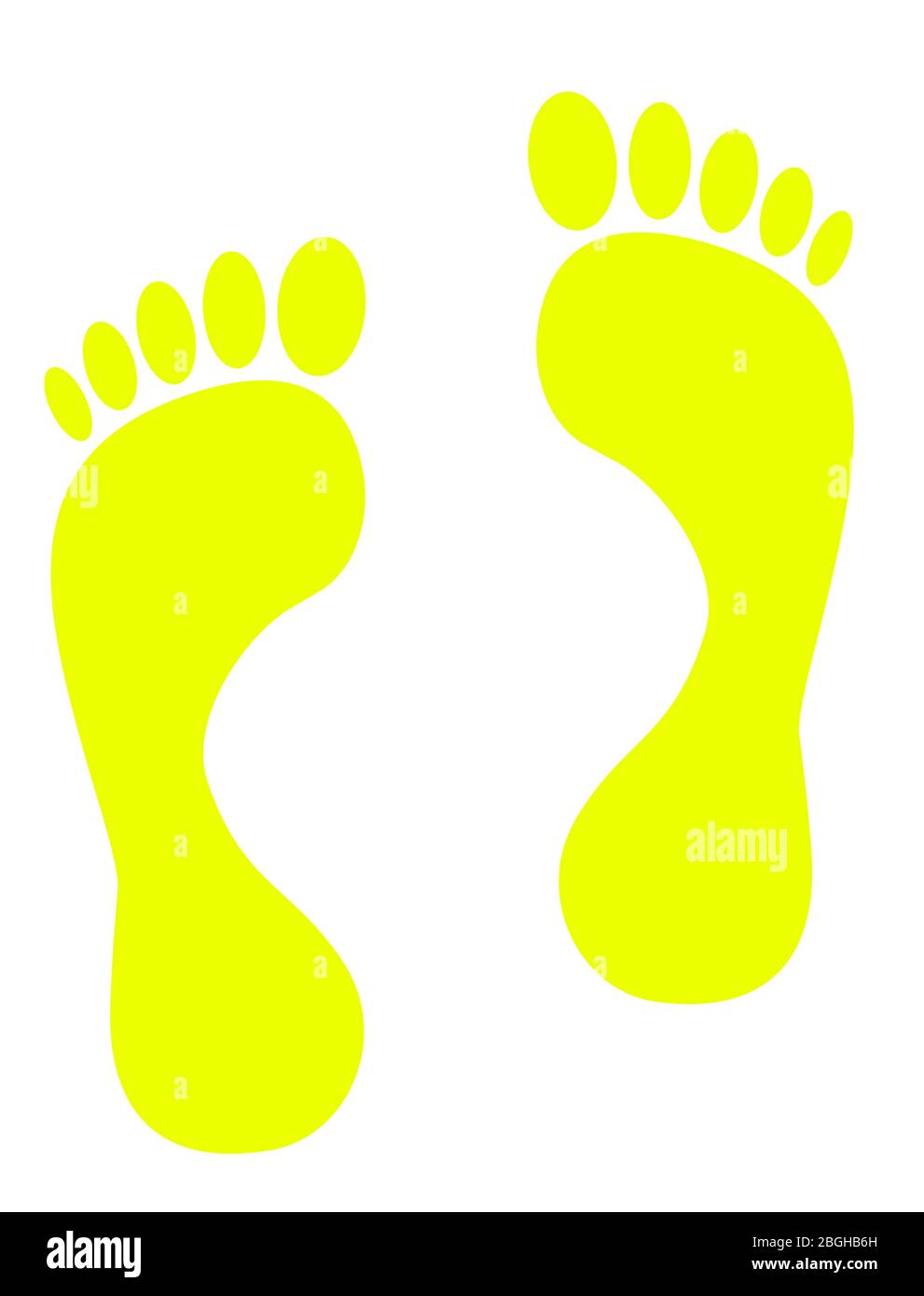 Yellow footprints against a white background Stock Photo - Alamy
