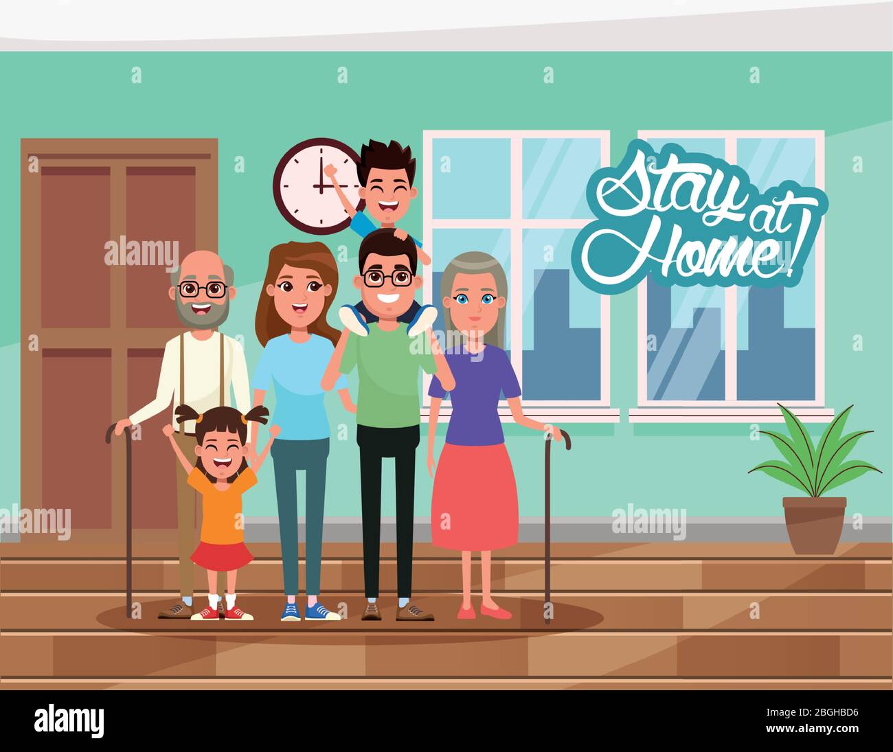stay at home campaign with family members Stock Vector Image & Art - Alamy
