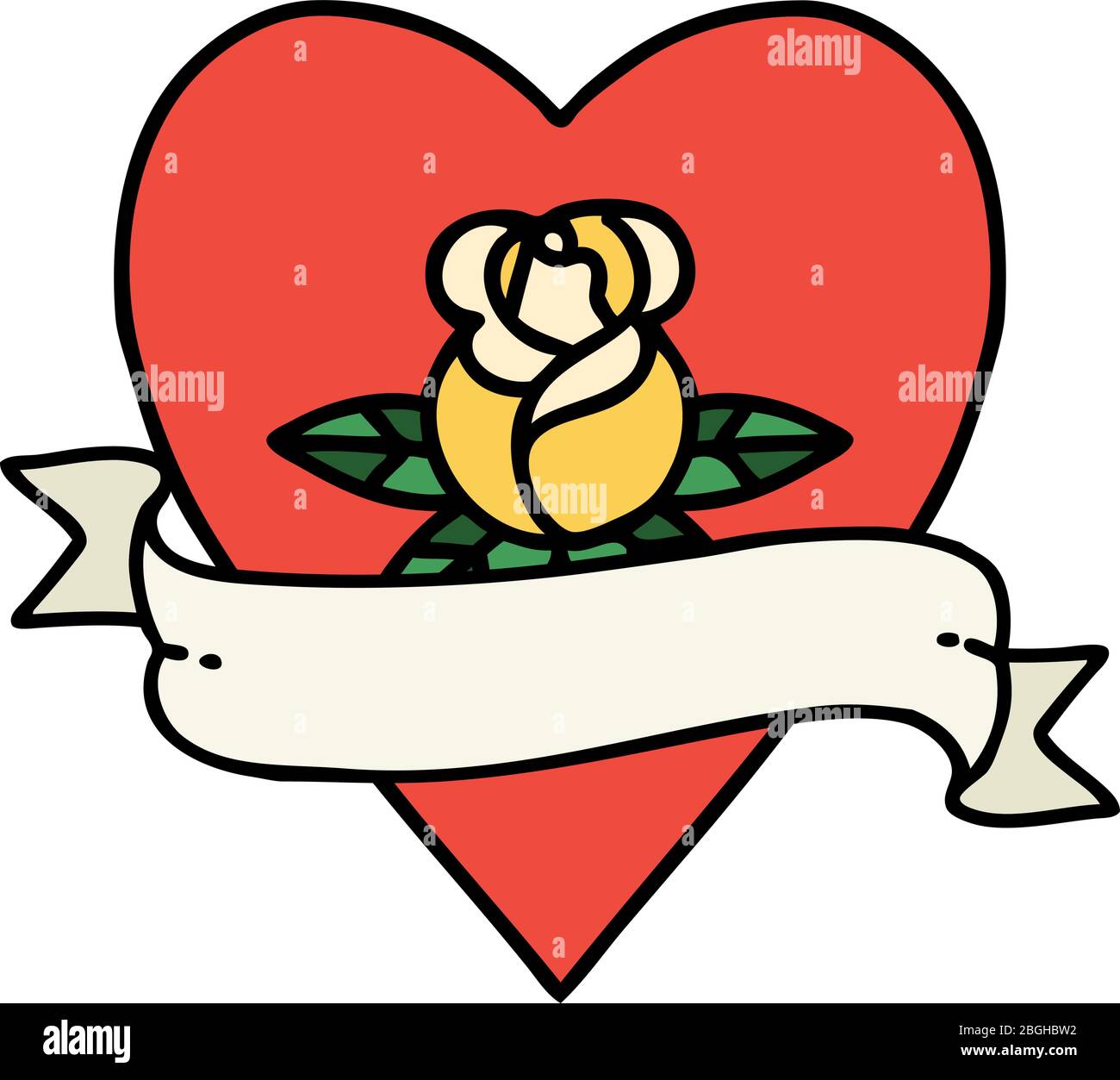 Heart With 2 Banner Tattoo