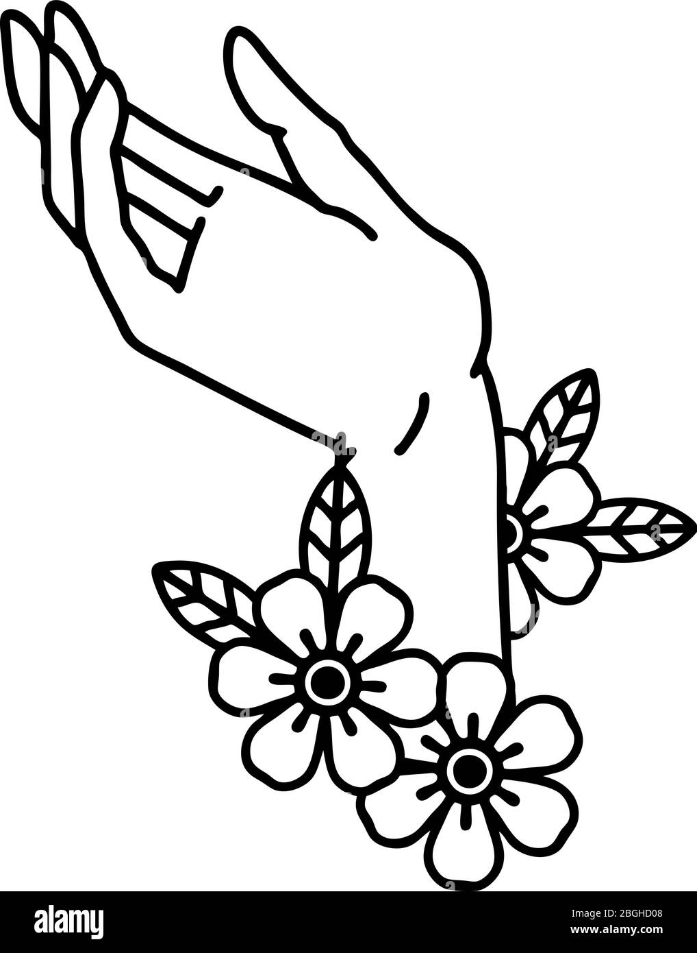 tattoo in black line style of a hand Stock Vector Image & Art - Alamy