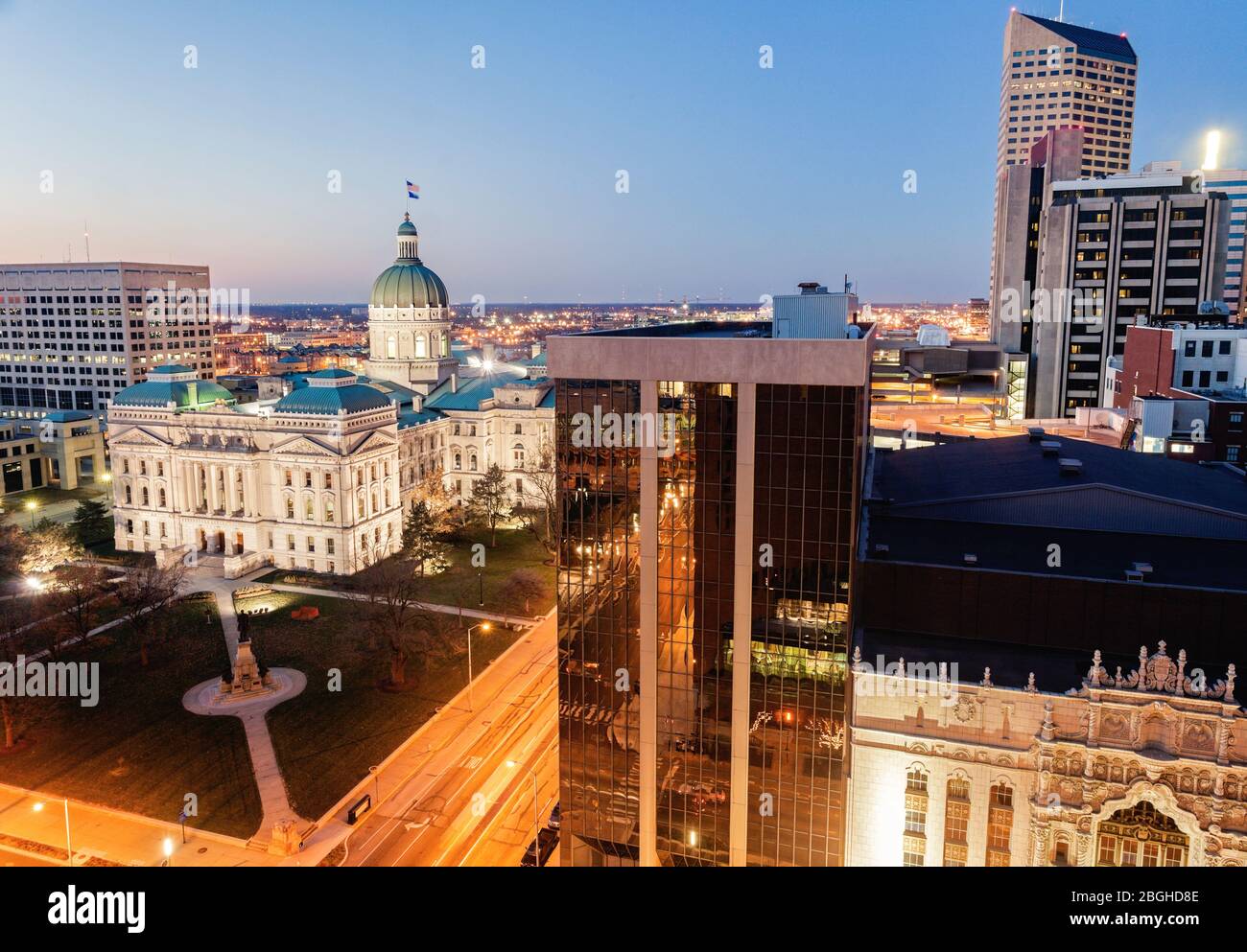 Indianapolis - State Capitol and downtown buildings. Indianapolis ...