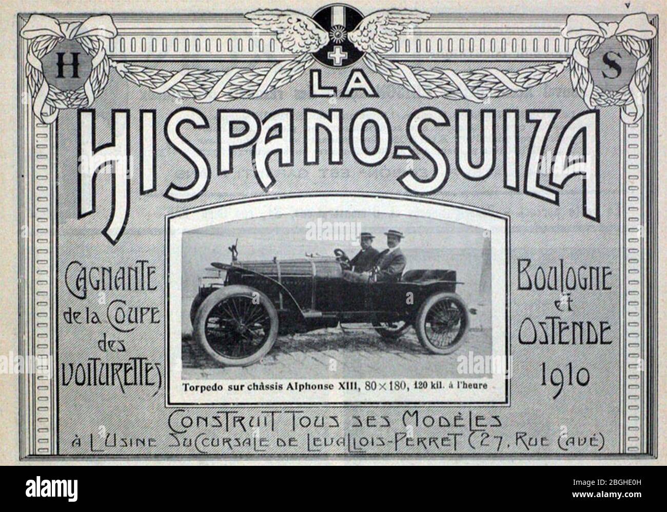 Hispano-Suiza advertisement for Alfonso XIII automobile (1911 Stock ...