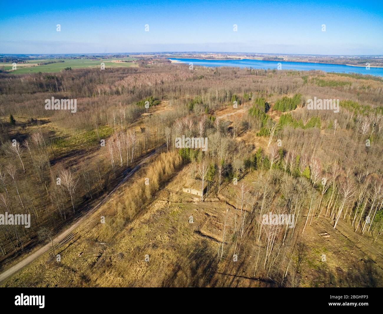 Aerial view of reinforced concrete bunkers belonged to Headquarters of ...