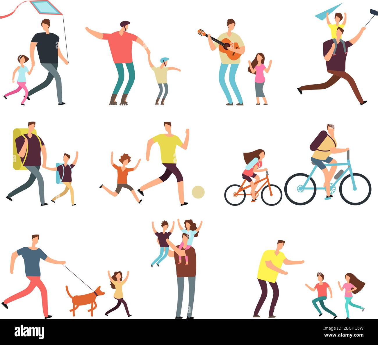 Daddy playing with happy children. Fatherhood and fathers day related ...