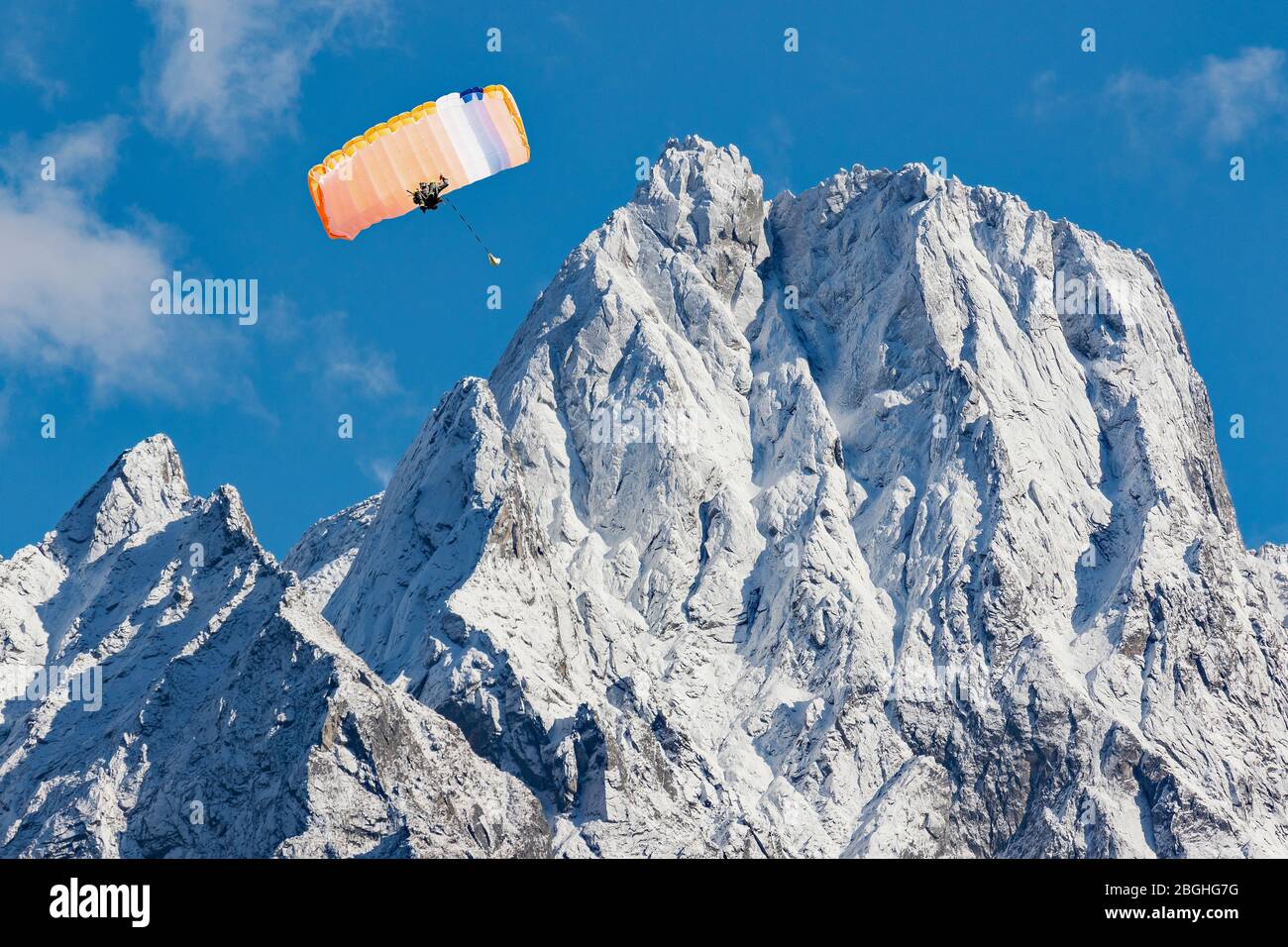 Aerial flying over snowy mountain hi-res stock photography and images ...