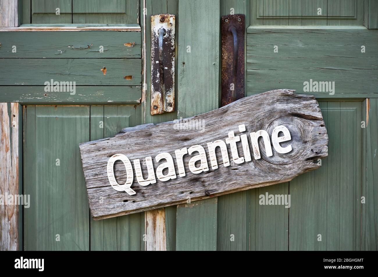 Quarantine home front door sign because of the Chinese Virus Stock ...