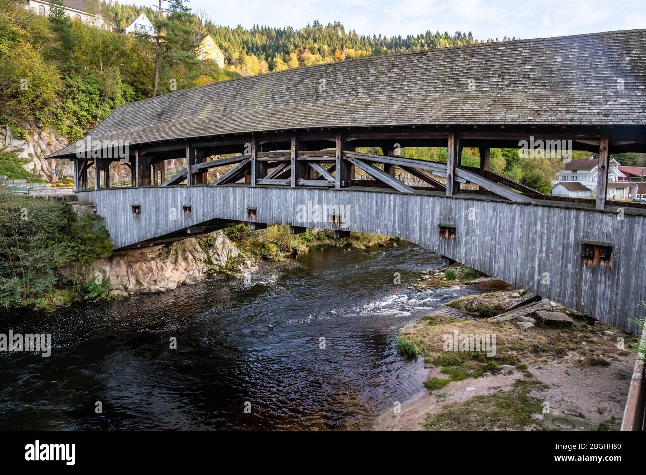 Wood bridge in Forbach village, Germany Stock Photo - Alamy
