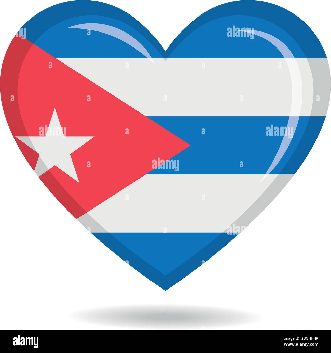 Cuba national flag in heart shape vector illustration Stock Vector ...