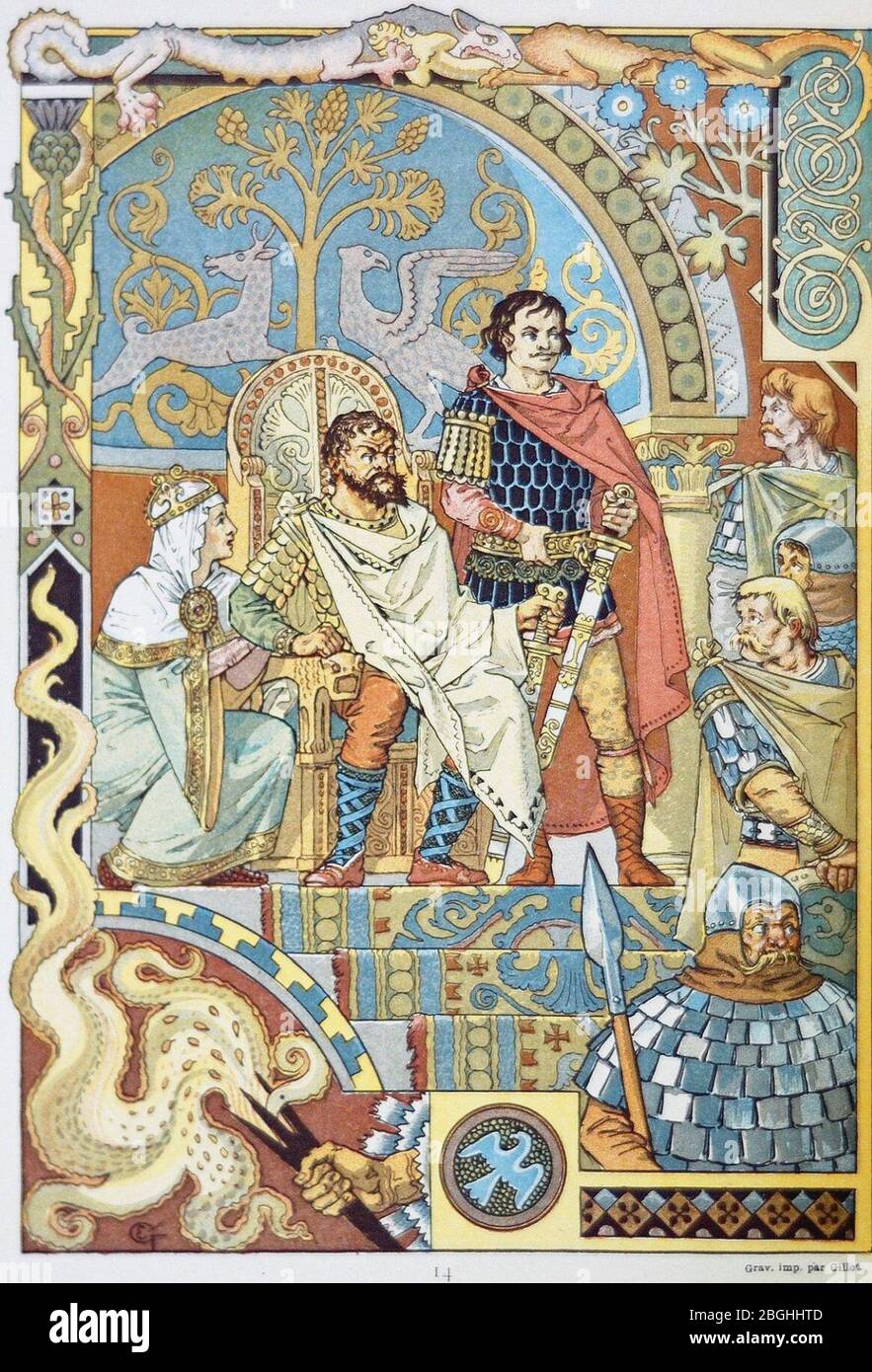 Histoire des Quatre Fils Aymon - Eugène Grasset - p.14 Stock Photo - Alamy