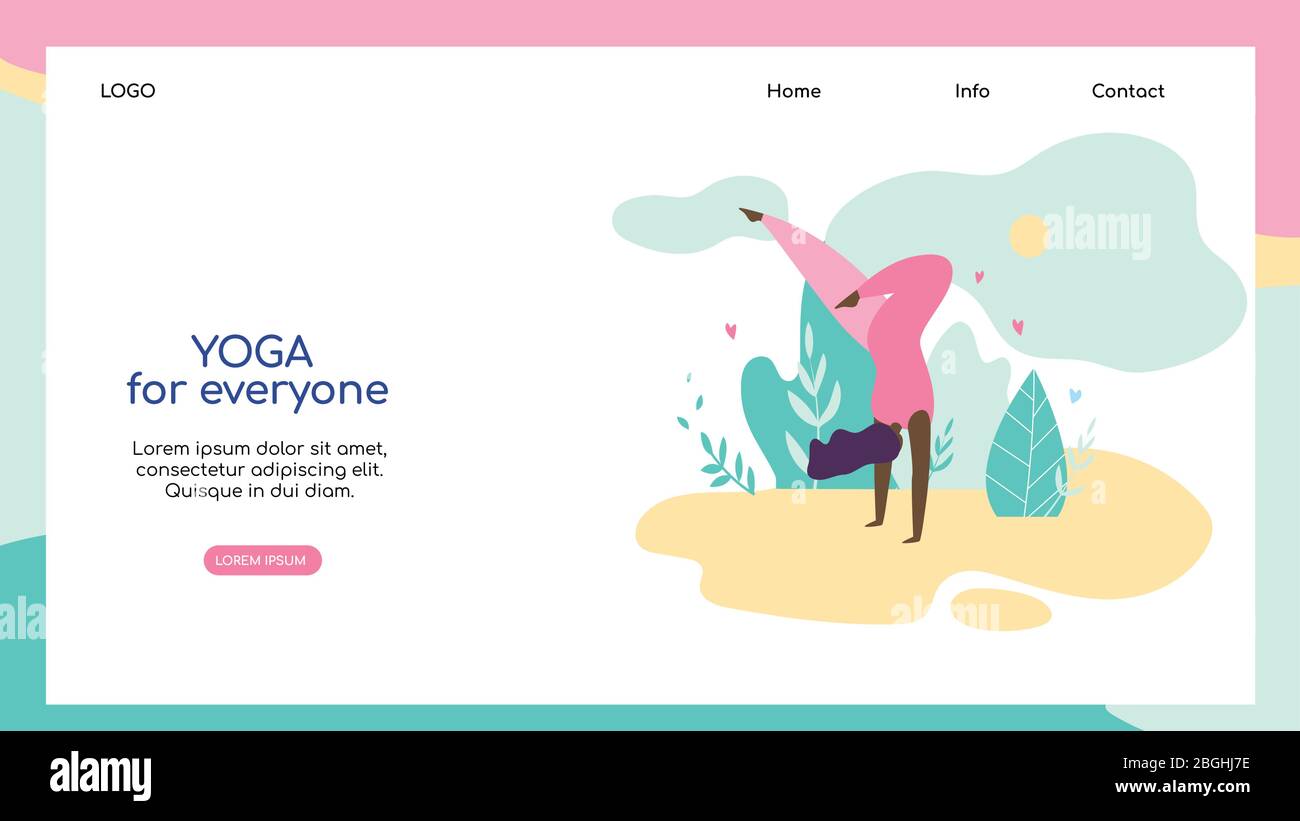 Yoga for Everyone Horizontal Banner, Copy Space. Curvy Flexible Sporty ...