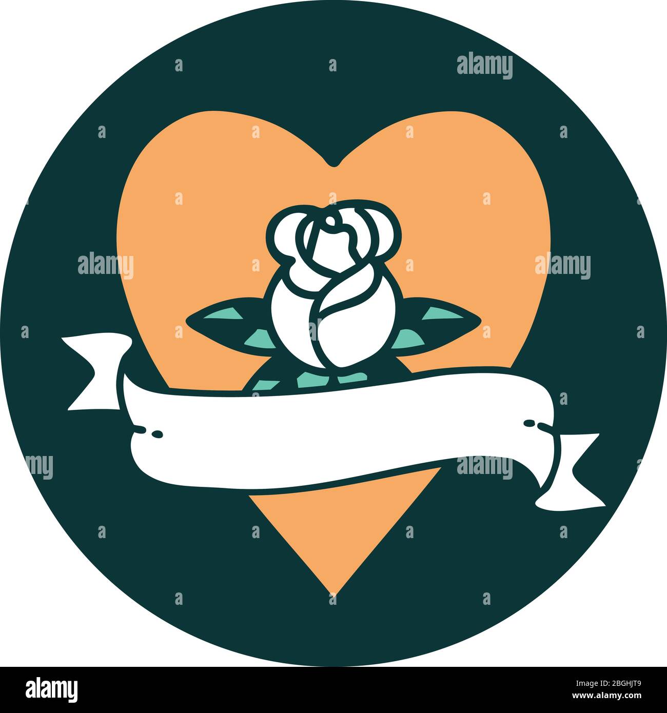iconic tattoo style image of a heart rose and banner Stock Vector Image ...